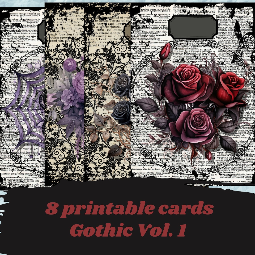 Printable Gothic Junk Journaling Cards, Scrapbooking, INSTANT DOWNLOAD ...