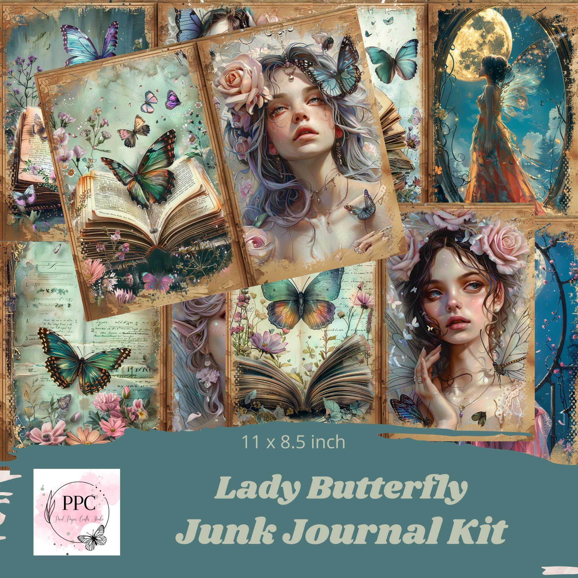Lady Butterfly Junk Journal Kit Printable, Butterfly Junk Journal ...