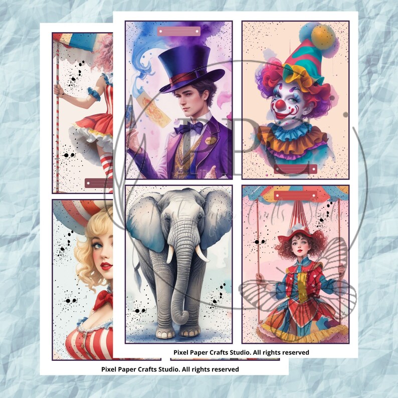 Printable Vintage Circus Cards, Digital Cards, Junk Journal Cards ...