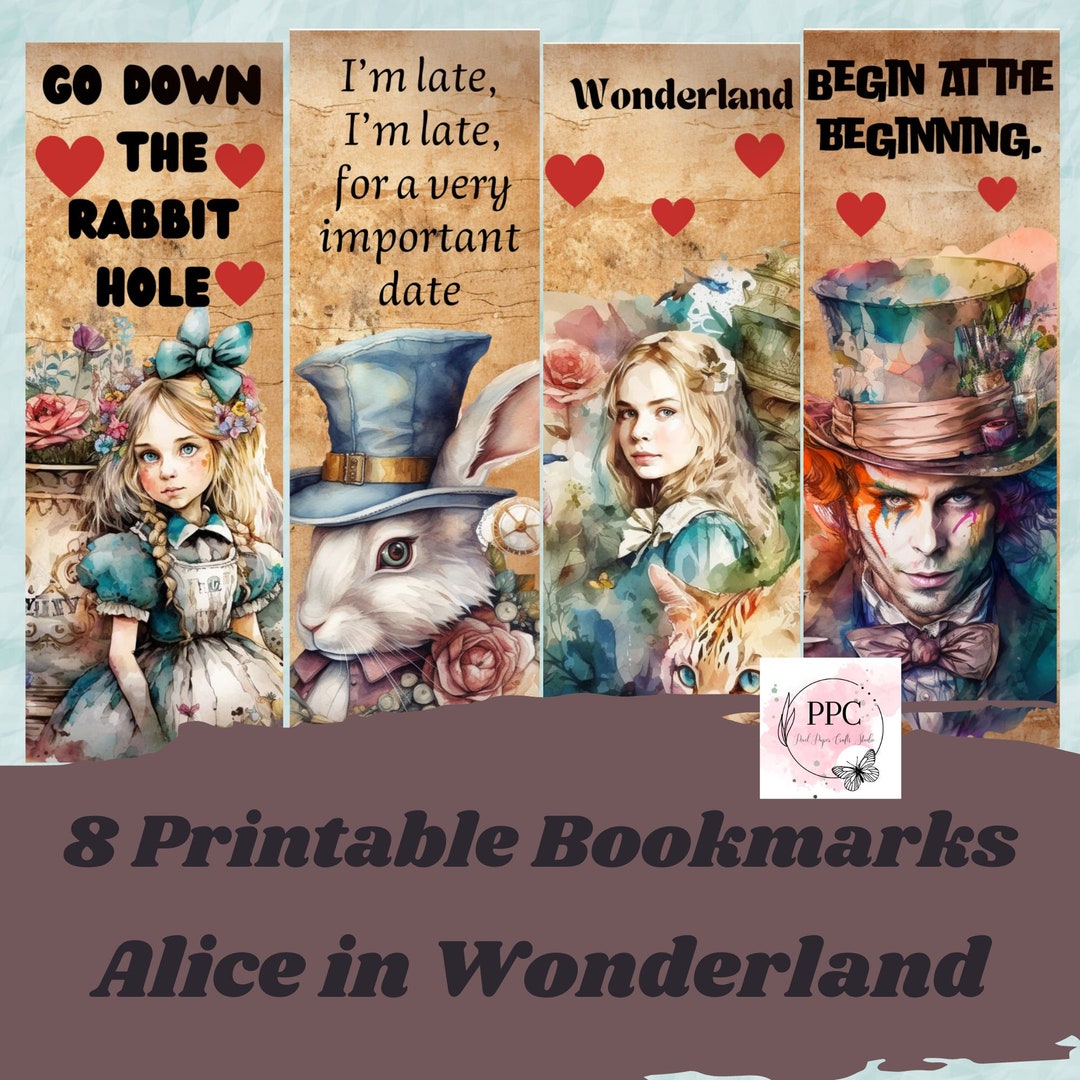 Alice in Wonderland Printable Bookmarks Digital Bookmarks - Etsy