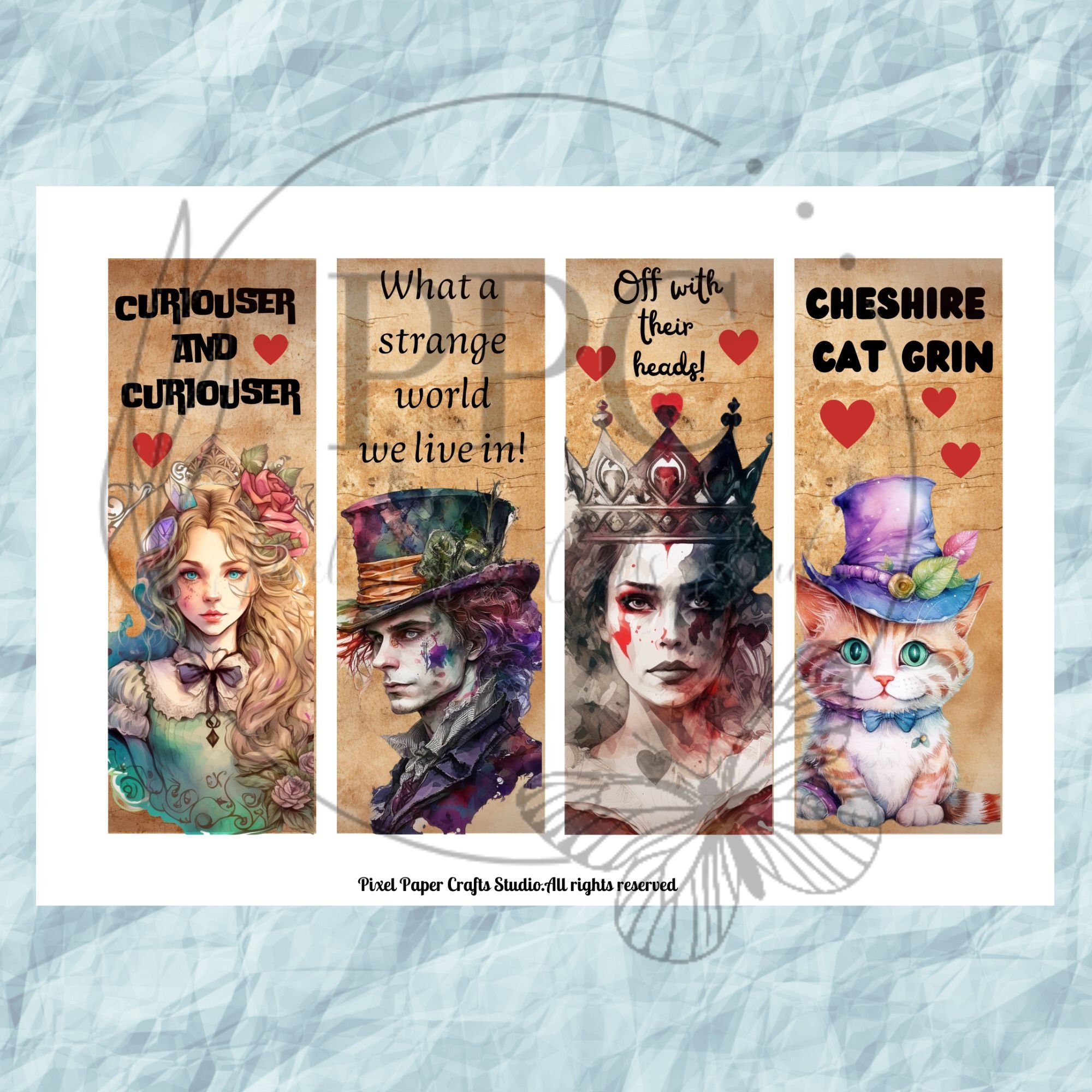 Alice in Wonderland Printable Bookmarks Digital Bookmarks - Etsy