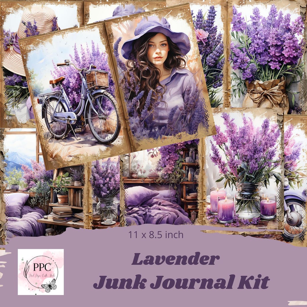 Lavender Watercolor Junk Journal Kit Printable, Lavender Journal, Junk ...