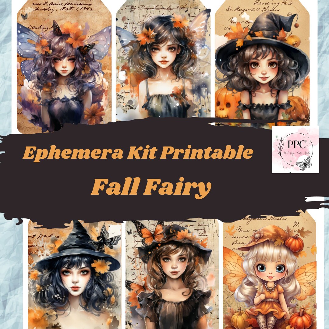 Fall Fairy Printable Ephemera Kit Digital Ephemera for Junk - Etsy