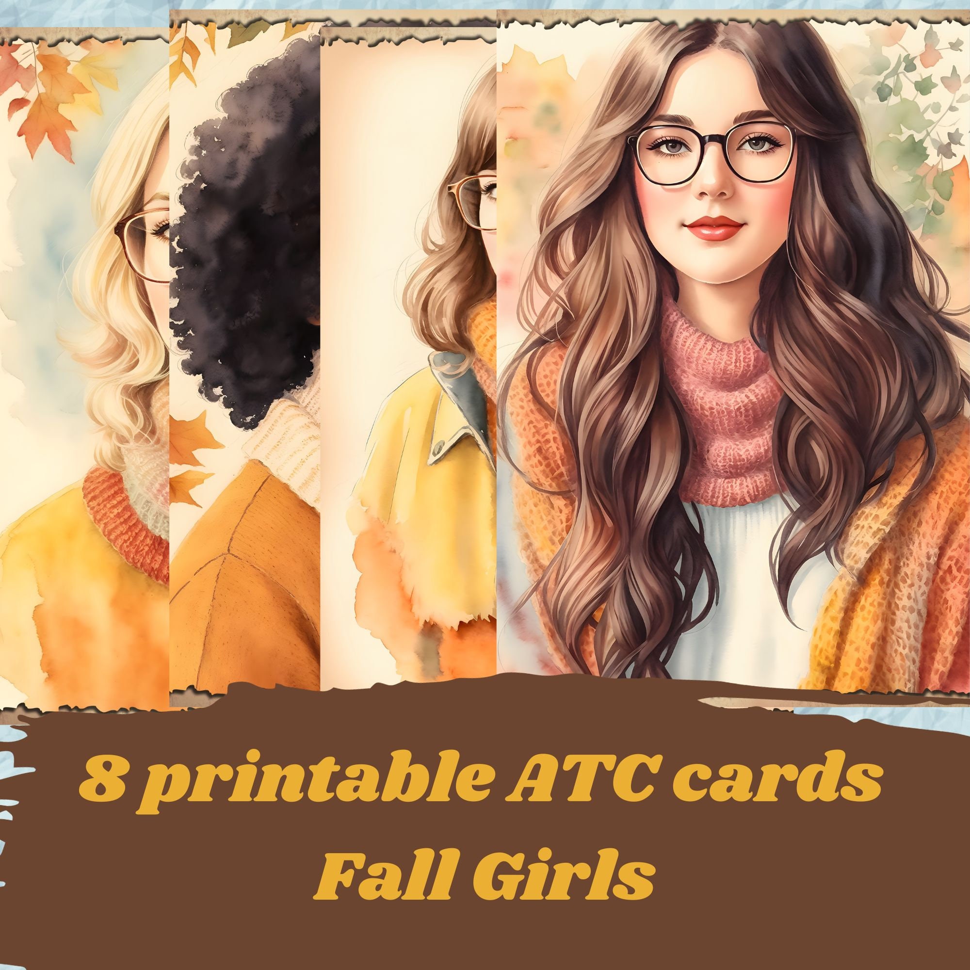 ATC Cards Fall Girls Printable Cards, Digital Cards 2.5 X 3.5, Fall ...