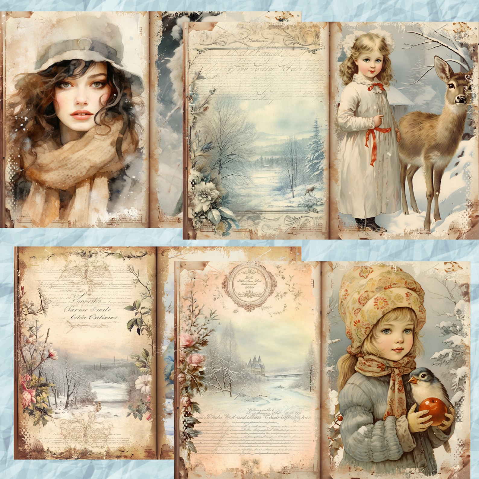 Vintage Winter Junk Journal Kit Printable, Winter Junk Journal, Vintage ...