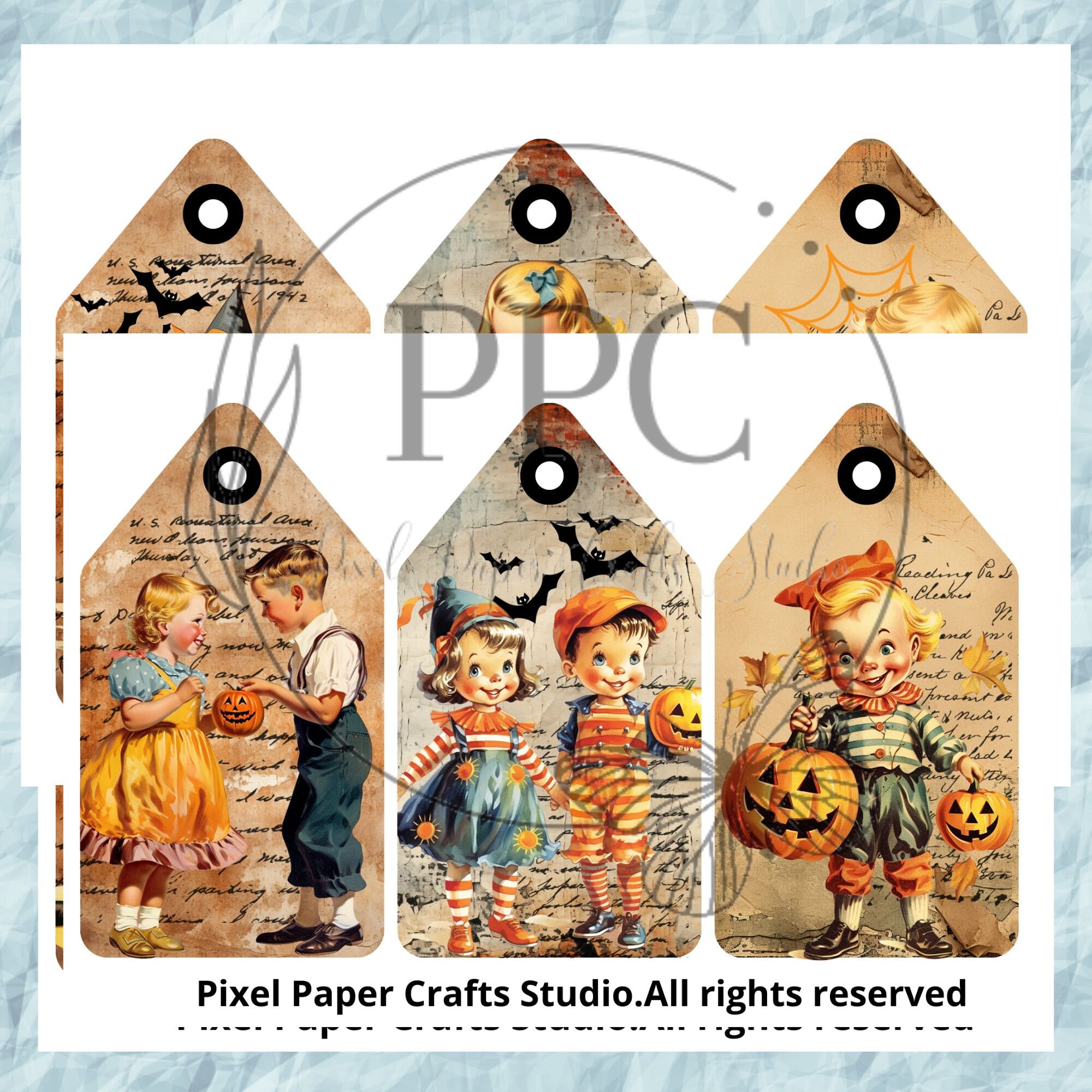 Vintage Halloween Printable Tags, Digital Junk Journal Tags, Gift Tags ...