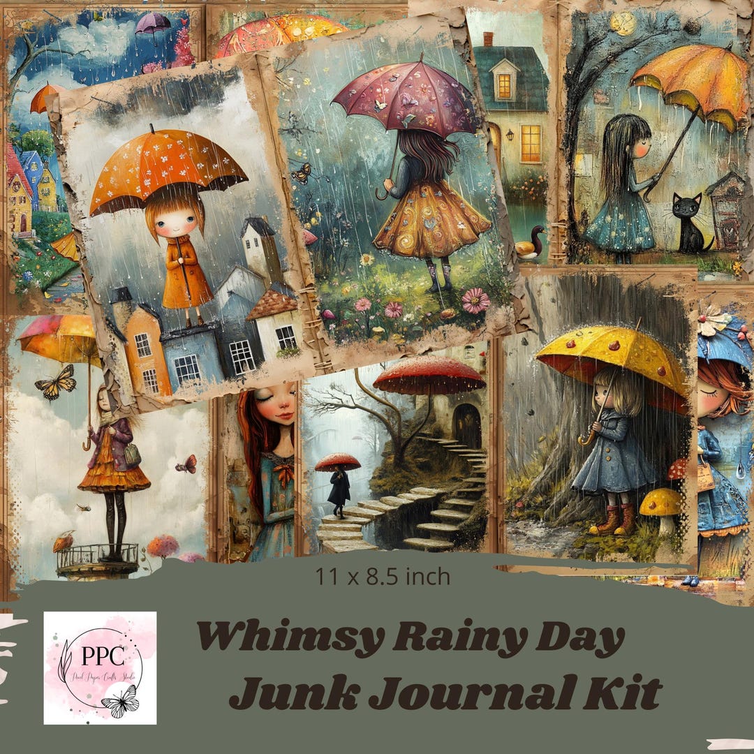 Whimsy Rainy Day Junk Journal Kit Printable, Junk Journal Supplies ...