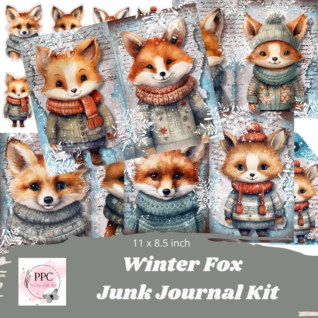 Winter Fox Junk Journal Kit Printable, Winter Fox Ephemera ...