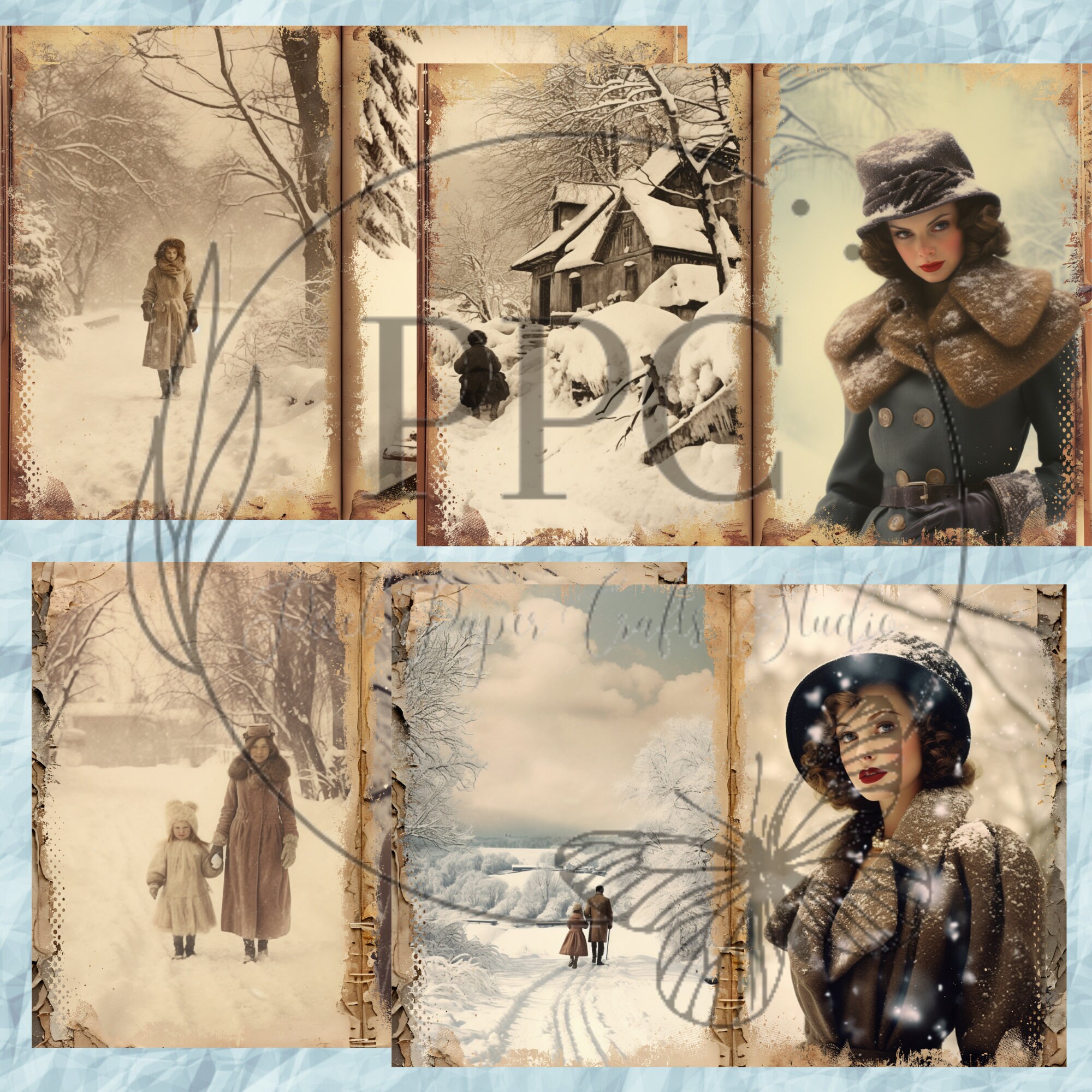 Old Winter Junk Journal Kit Printable, Winter Junk Journal, Old Winter ...