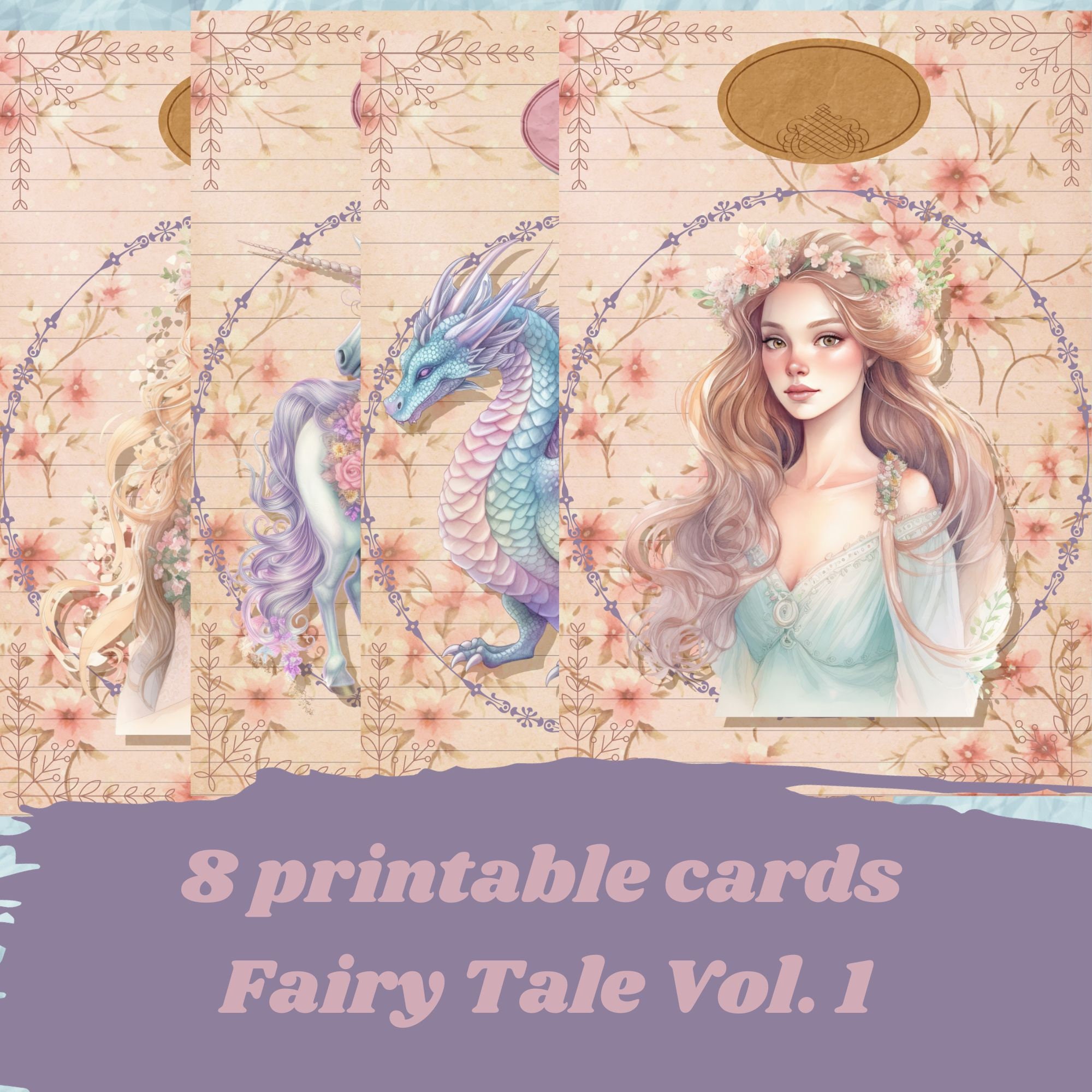 Fairy Tale Cards Printable Junk Journal Cards Digital Paper - Etsy