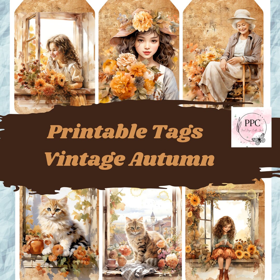 Printable Vintage Autumn Labels for Junk Journal, Digital Autumn ...