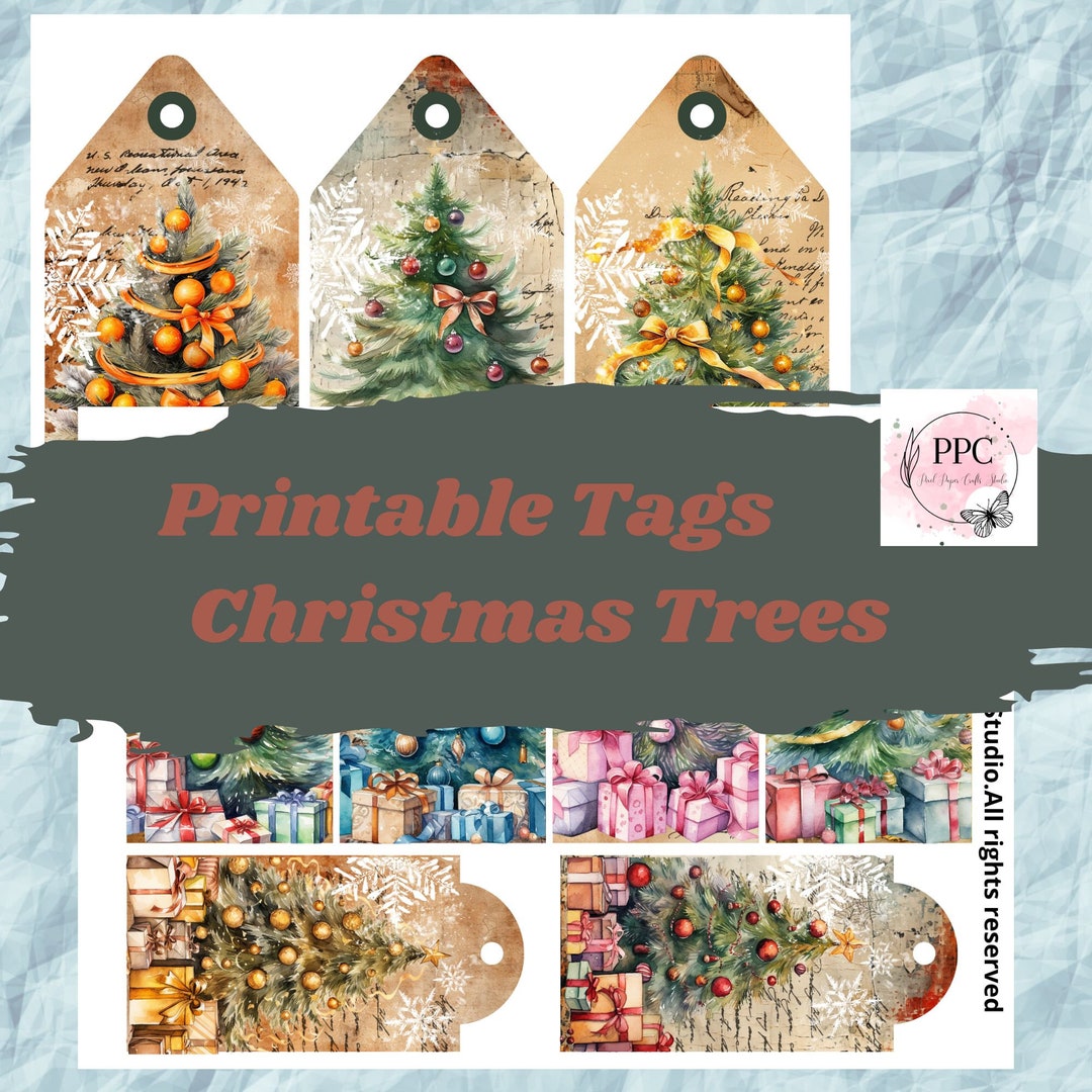 Printable Vintage Christmas Tree Tags, Christmas Gift Tags, Digital ...