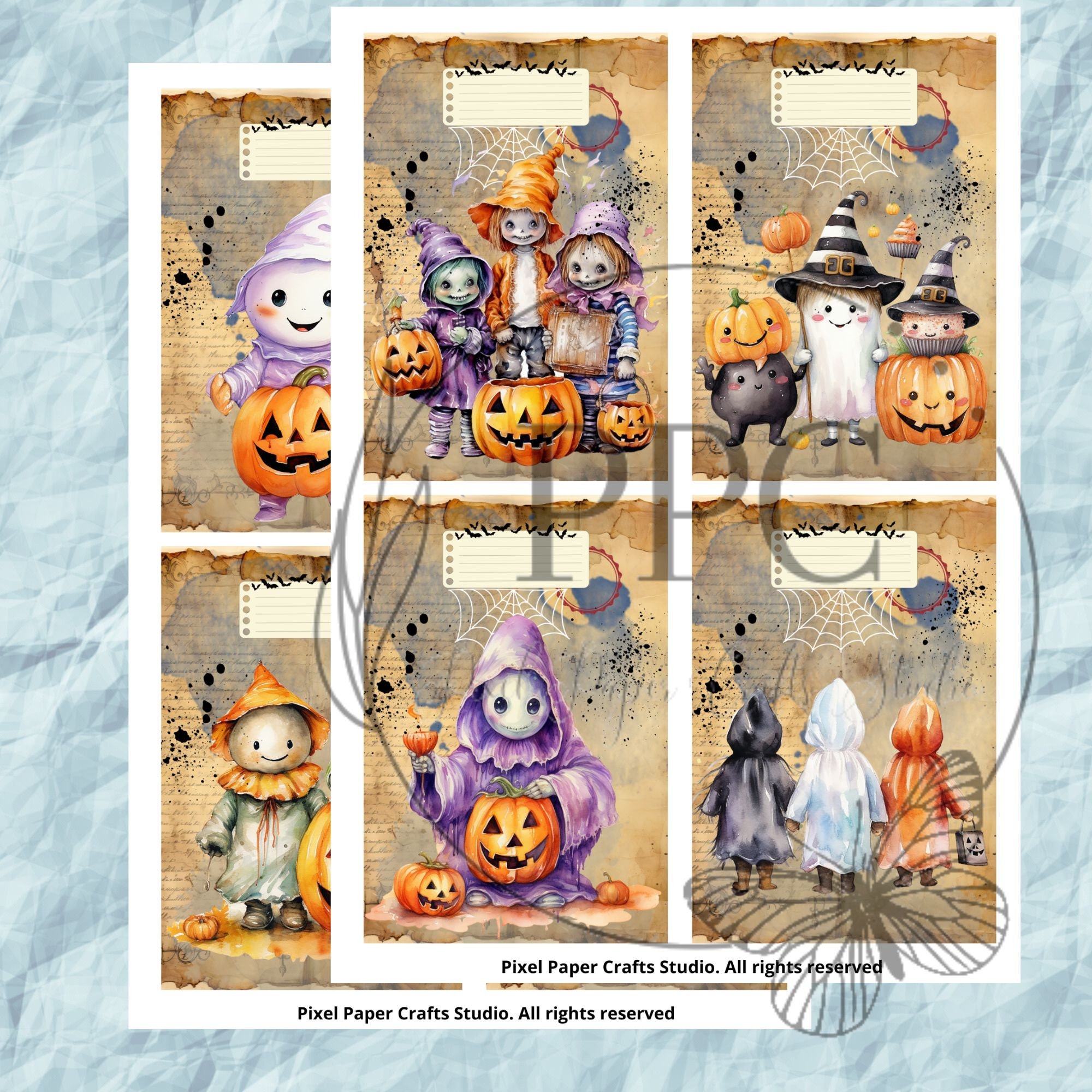 Printable Vintage Halloween Cards Digital Scrapbooking Cards - Etsy