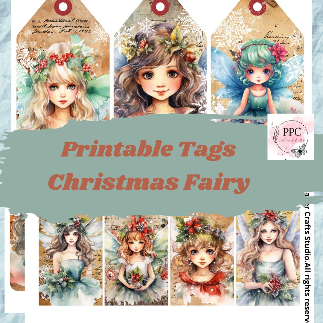 Printable Christmas Fairy Tags, Digital Junk Journal Tags, Scrapbooking ...
