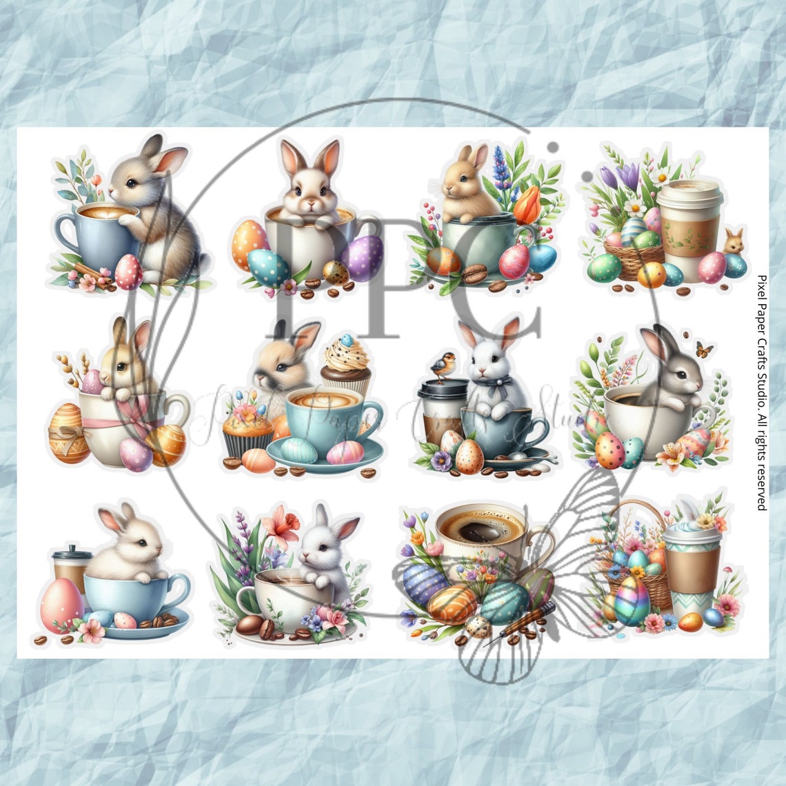 Easter Bunny Fusy Cuts Printables, Easter Ephemera for Junk Journal ...