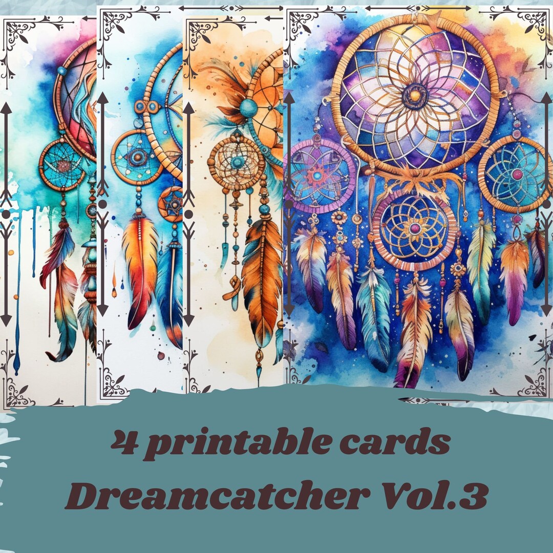Printable Dreamcatcher Cards, Junk Journaling Cards, Scrapbooking ...