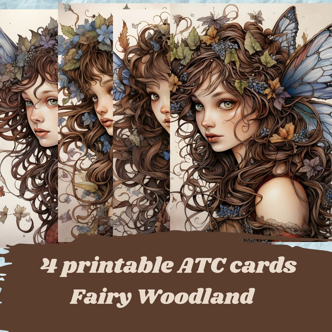 Printable Woodland Fairy Cards Digital ATC Cards Fairy - Etsy