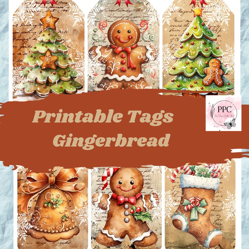 Etiquetas imprimibles hombre de jengibre Navidad, etiquetas digitales ...