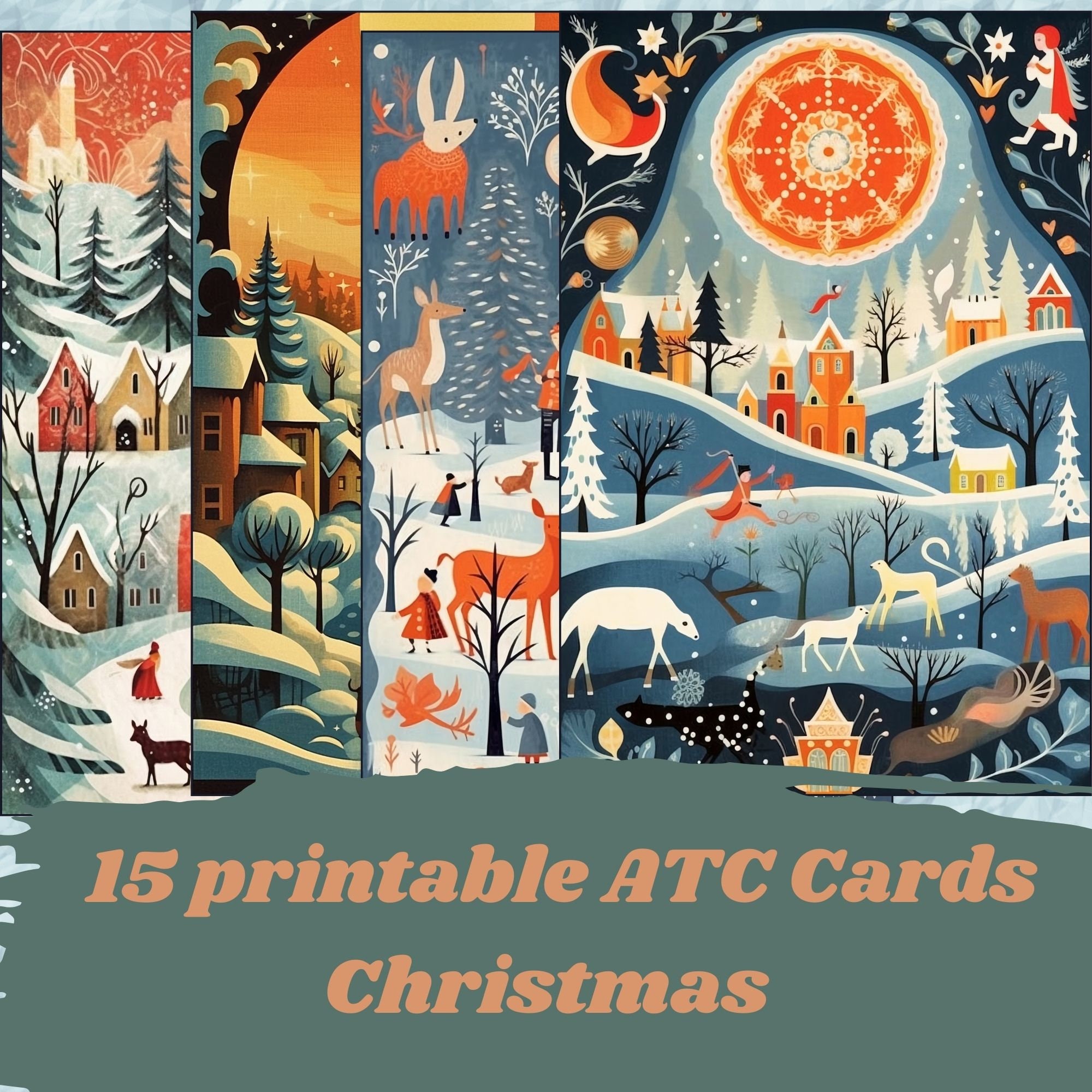Vintage Christmas ATC Cards Printables, Digital ATC Cards for Junk ...