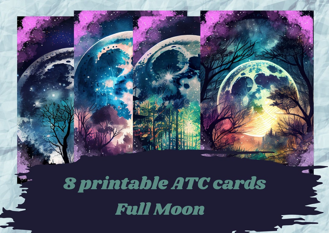 Printable Full Moon Celestial Cards Journaling Cards - Etsy