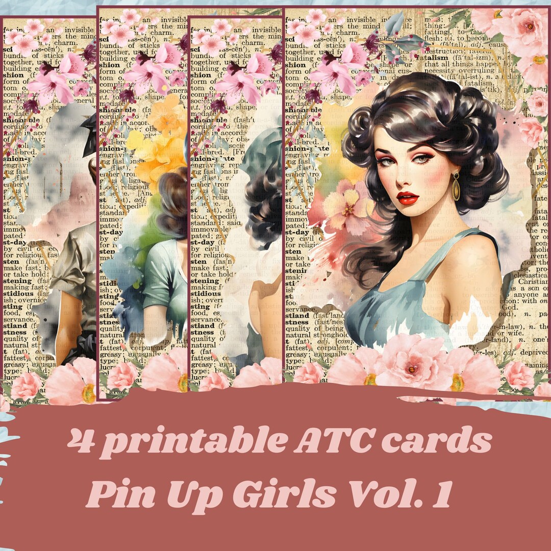 Printable Pin up Girl Cards Junk Journal Cards Digital ATC - Etsy
