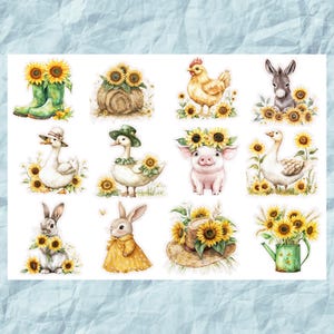 Spring Farm Printable Fussy Cuts, Spring Die Cuts, Printable Stickers ...