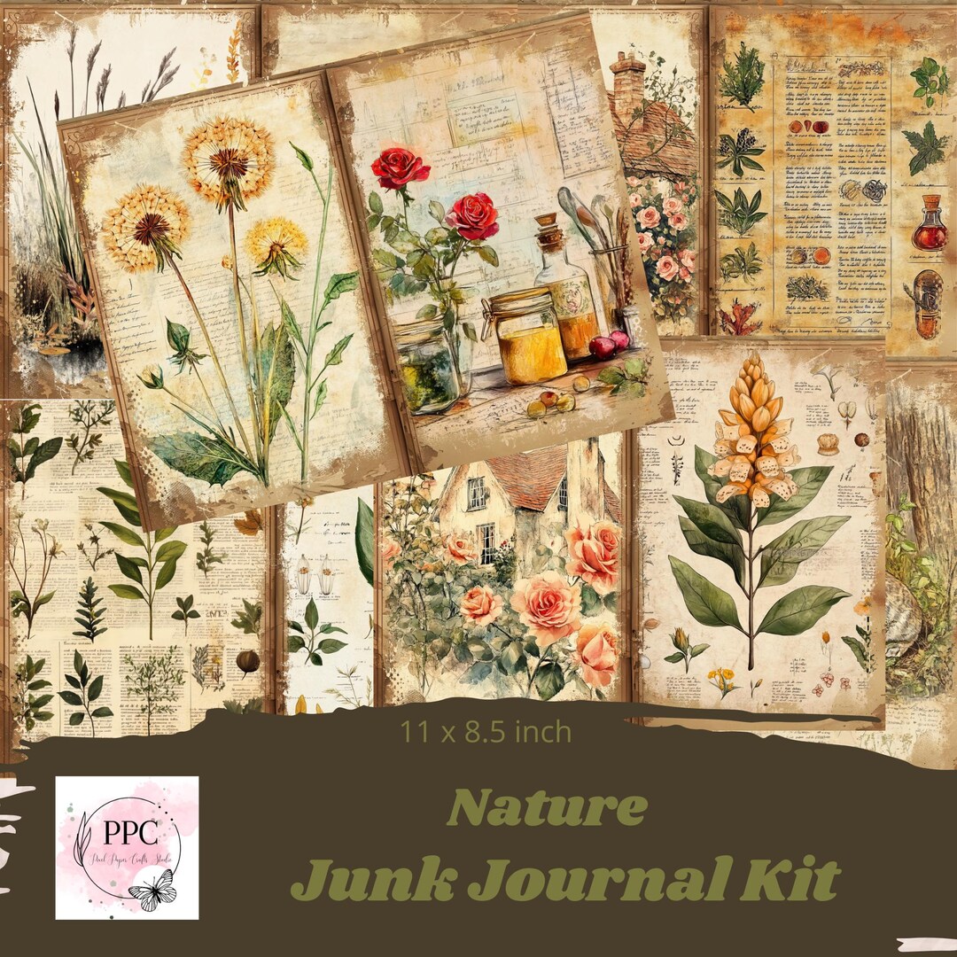 Vintage Nature Junk Journal Kit, Nature Junk Journal, Junk Journal ...