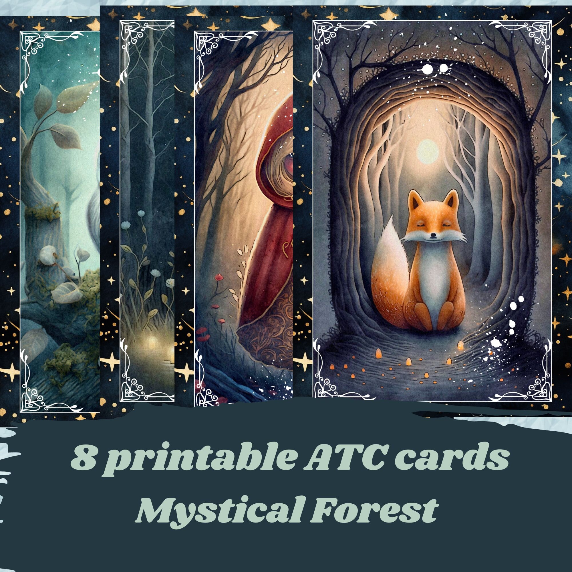 Printable Mystical Forest Cards Junk Journal Cards Digital - Etsy