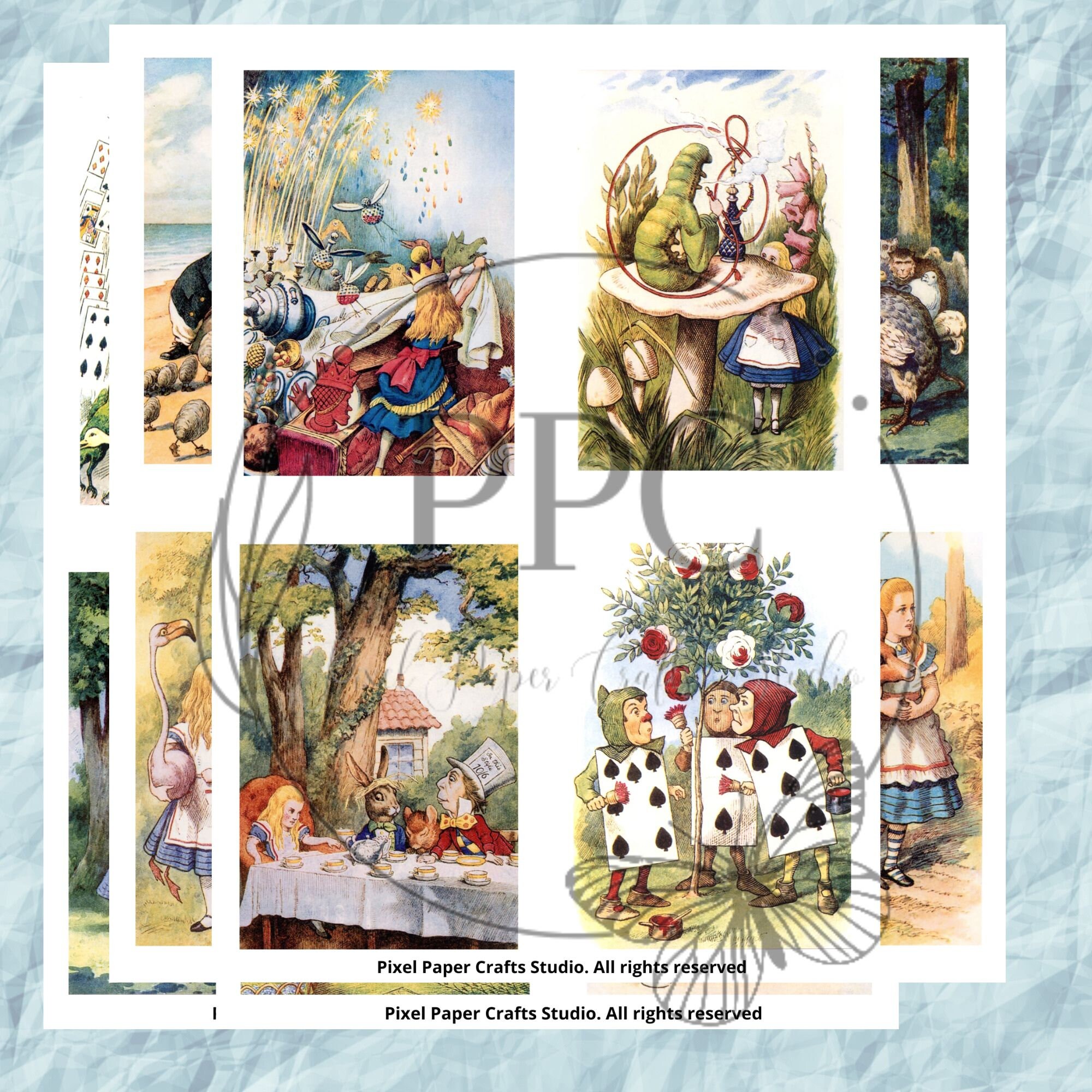 Alice in Wonderland Vintage Cards Printable Digital Cards for - Etsy