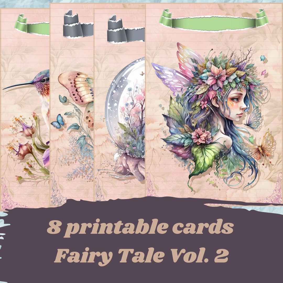 Fairy Tale Cards, Printable Junk Journal Cards, Digital Paper ...