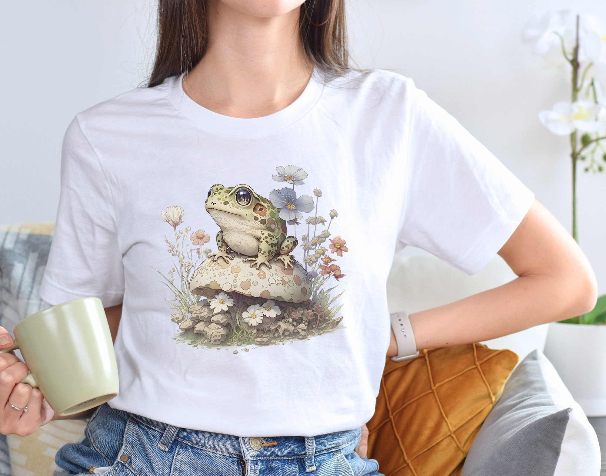 Cute Frog T-shirt, Cottagecore Tee, Forestcore, Mushrooms, Vintage ...