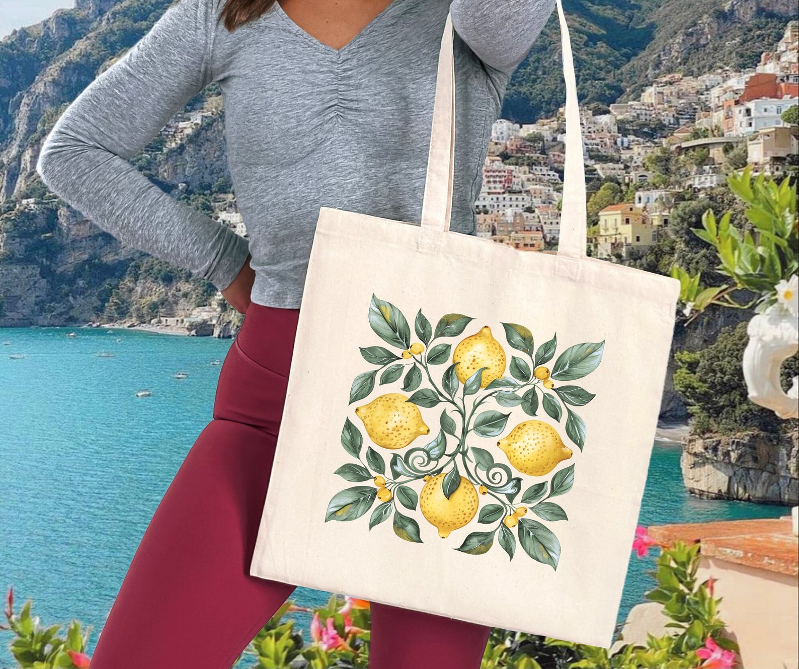 Amalfi Lemon Canvas Bag, Amalfi Coast, Amalfi Coast Bag, Italy Bag ...