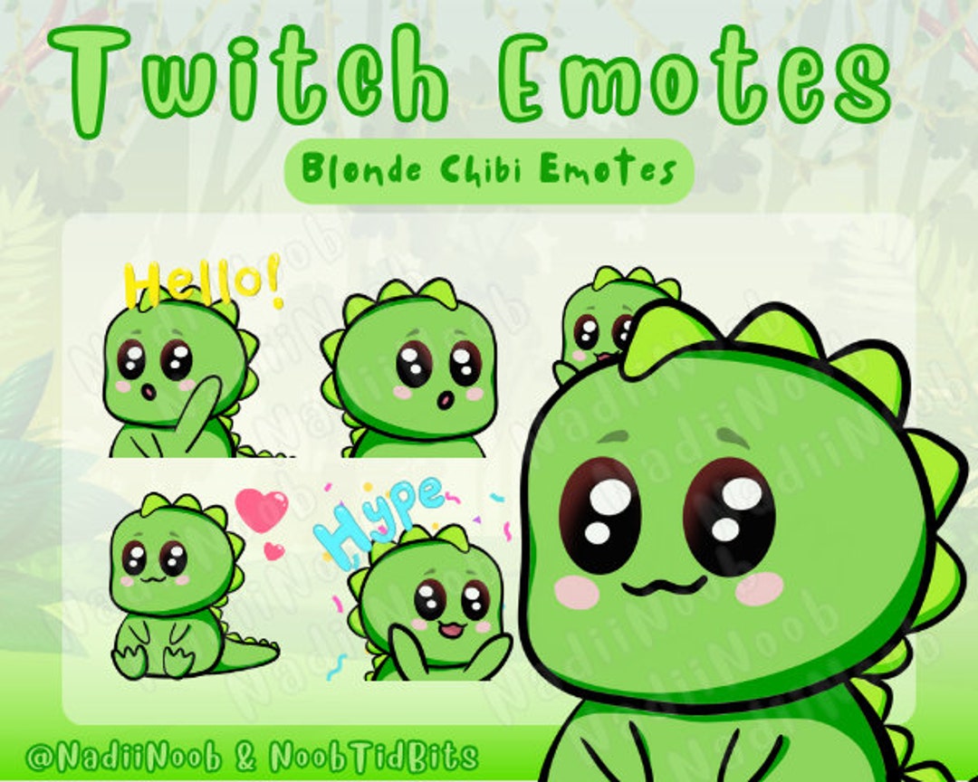 6x Kawaii Green Dinosaur Twitch Emotes And Badges Cute Dino Etsy