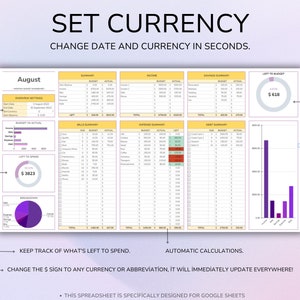 Monthly Budget Spreadsheet for Google Sheets, Budget Template, Digital ...