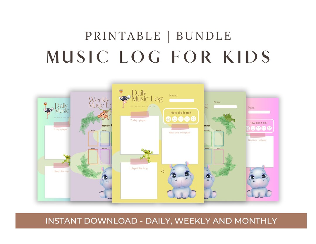 Music Practice Log for Kids. Printable and Instant Download - Etsy