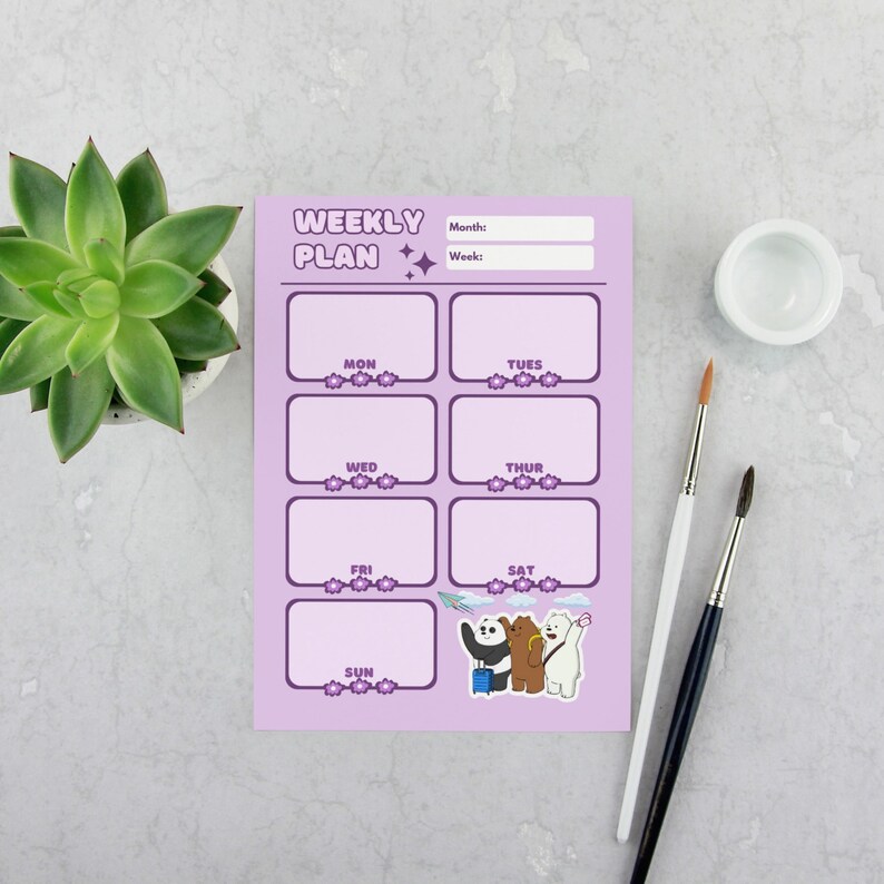 Cartoon Animation Inspired Digital Weekly Planner From We Bare Bears ...
