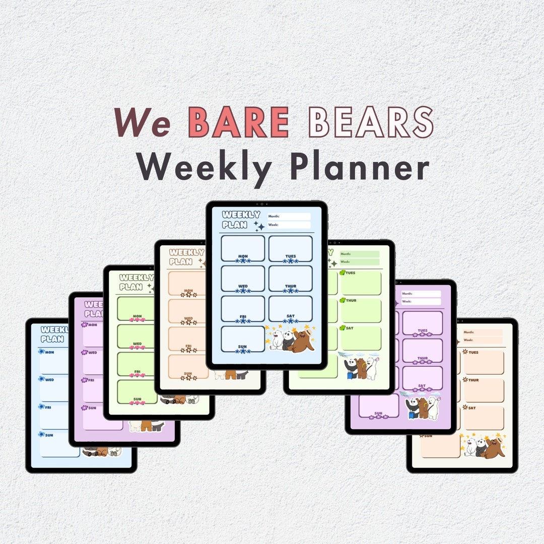 Cartoon Animation Inspired Digital Weekly Planner From We Bare Bears ...