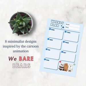 Cartoon Animation Inspired Digital Weekly Planner From We Bare Bears ...