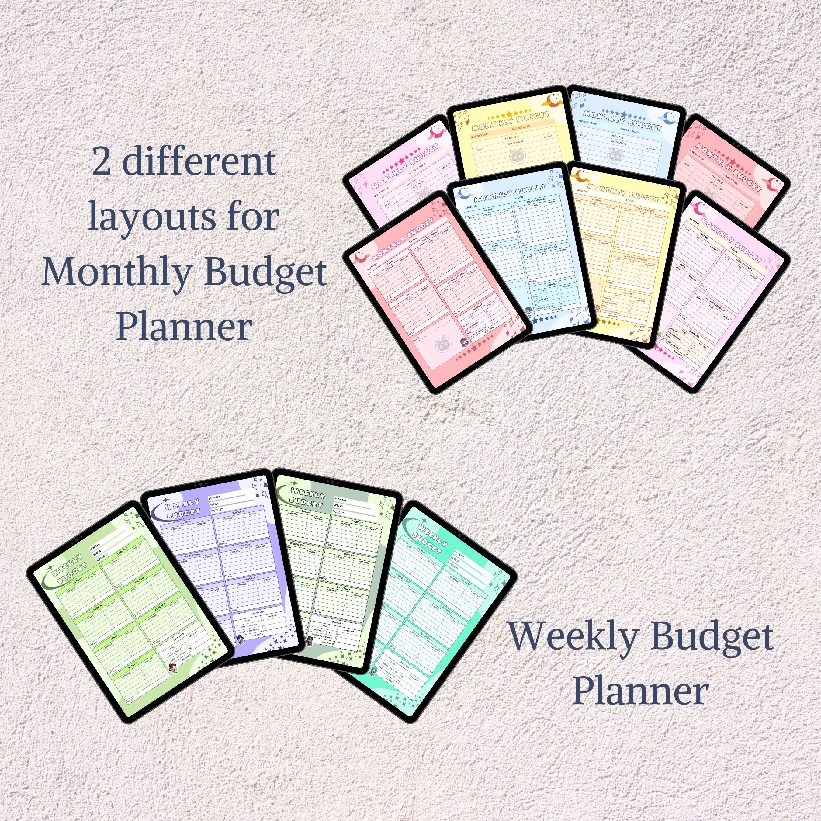 Cute Minimalist Anime Scouts Digital Monthly & Weekly Budget Planner ...