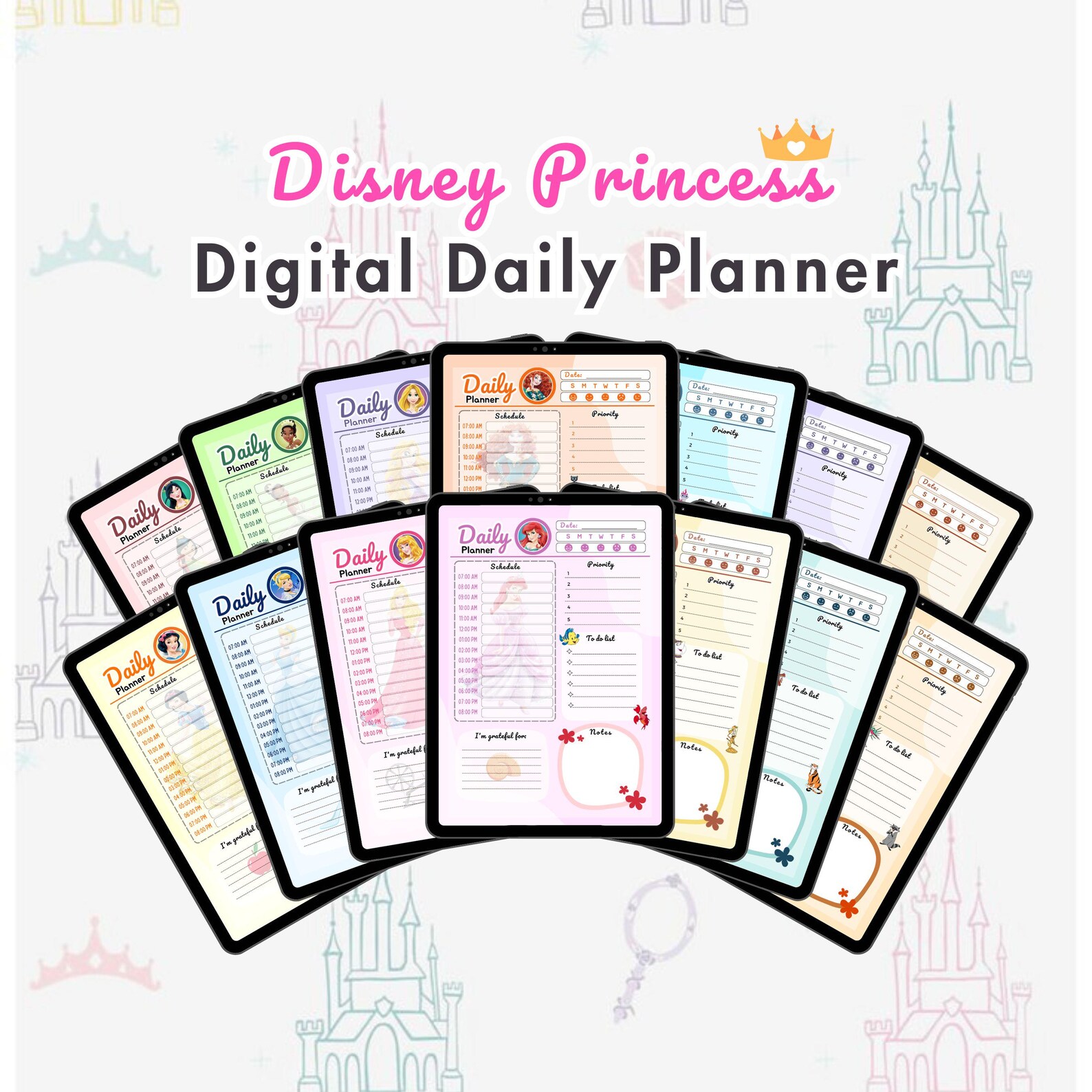 Magical Fairytale Princesses Digital Hourly Daily Planner/ Pretty ...