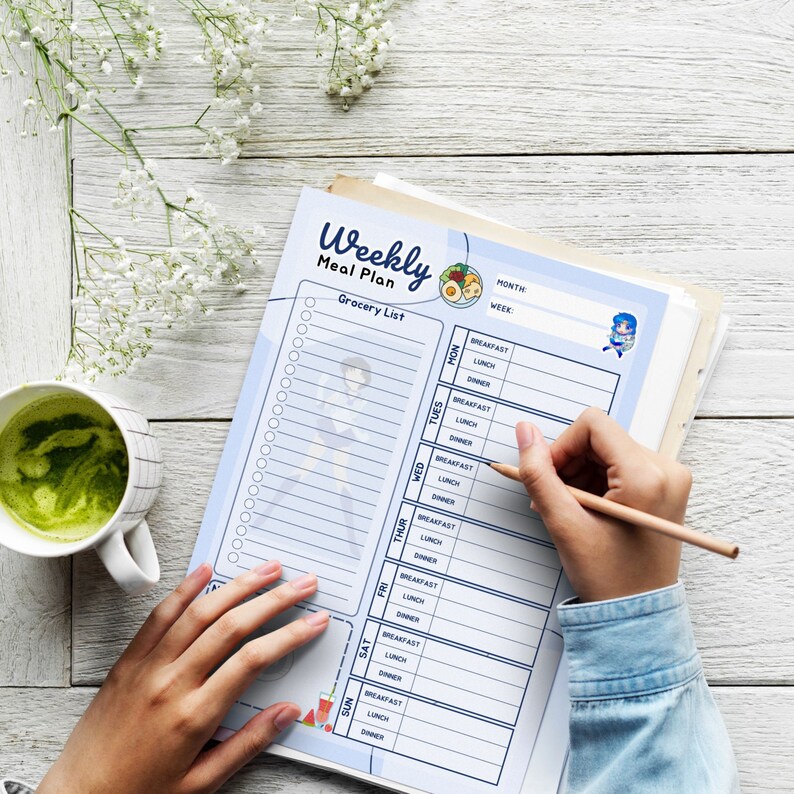 Cute Minimalist Anime Sailor Scouts Digital Weekly Meal Plan /kawaii ...
