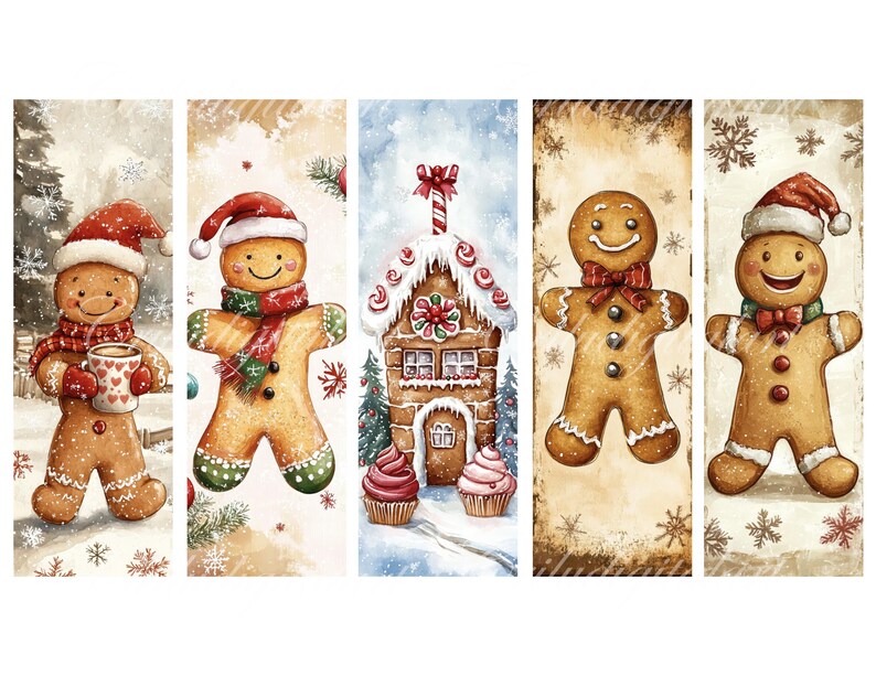 Gingerbread House Bookmark Png, Printable Christmas Bookmarks Set ...