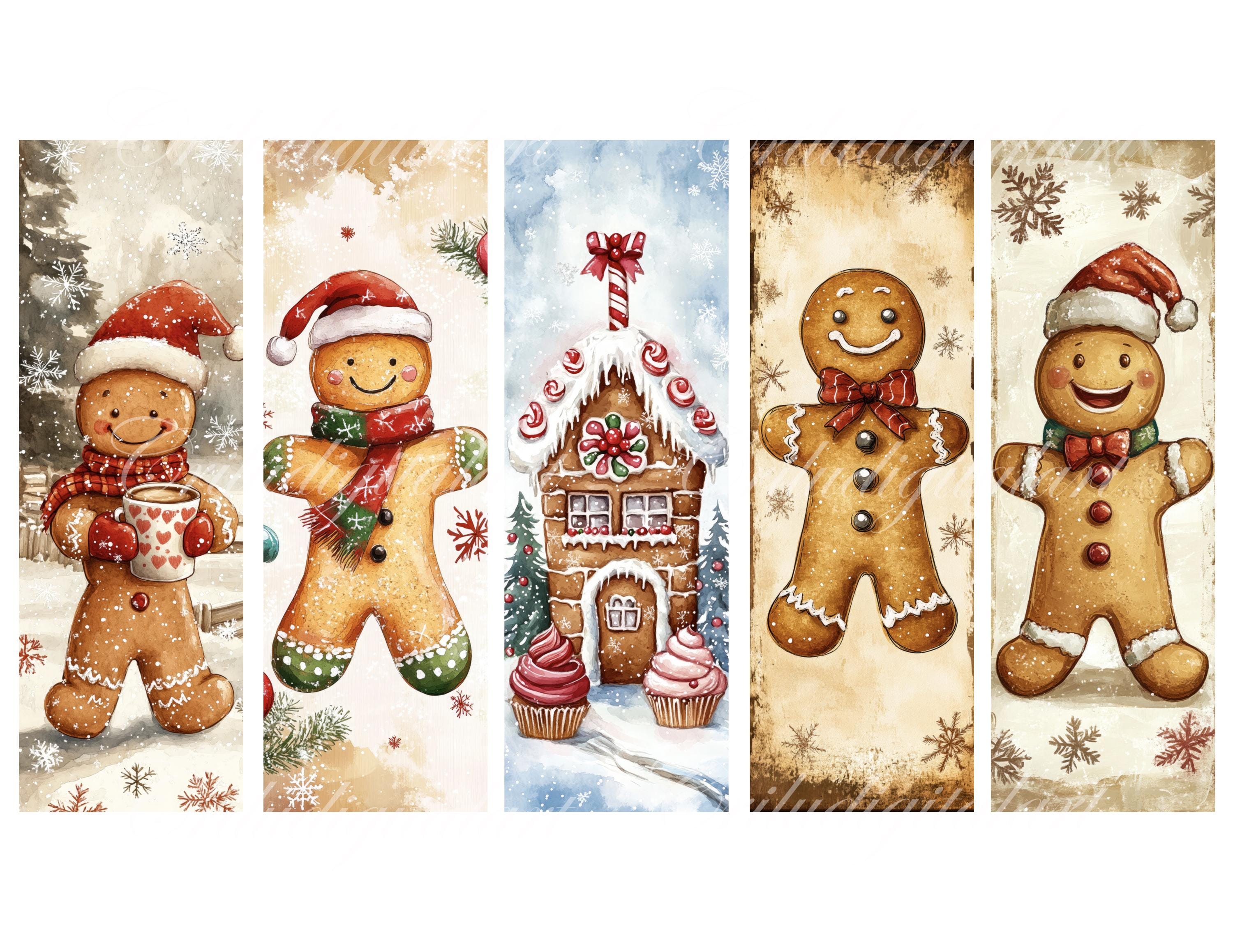 Gingerbread House Bookmark Png, Printable Christmas Bookmarks Set ...