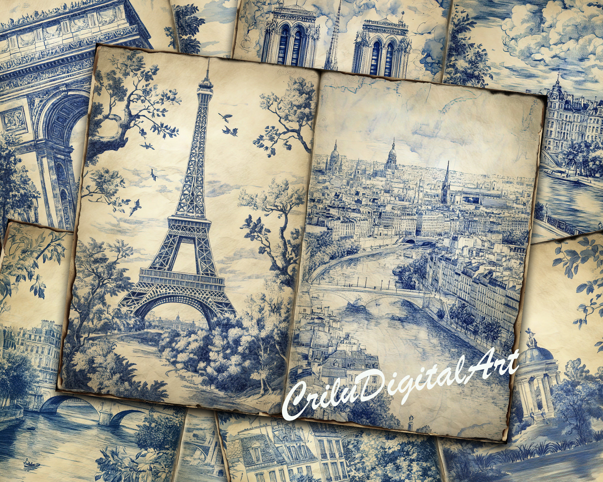 Vintage Toile De Jouy Junk Journal Printable,parisian Art Journal ...