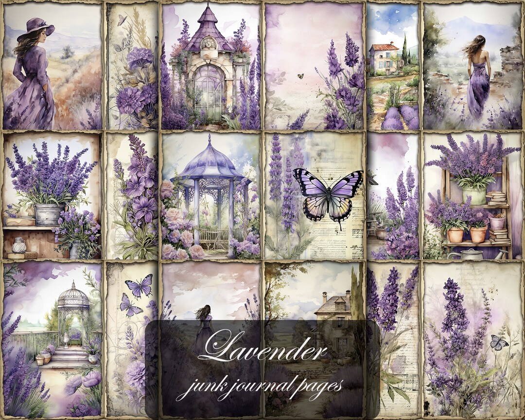 Lavender Junk Journal Kit, Purple Journal Pages Printable,nature ...