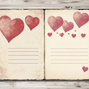 Romantic Heart Stationery, Vintage Love Letter Paper (digital Download ...