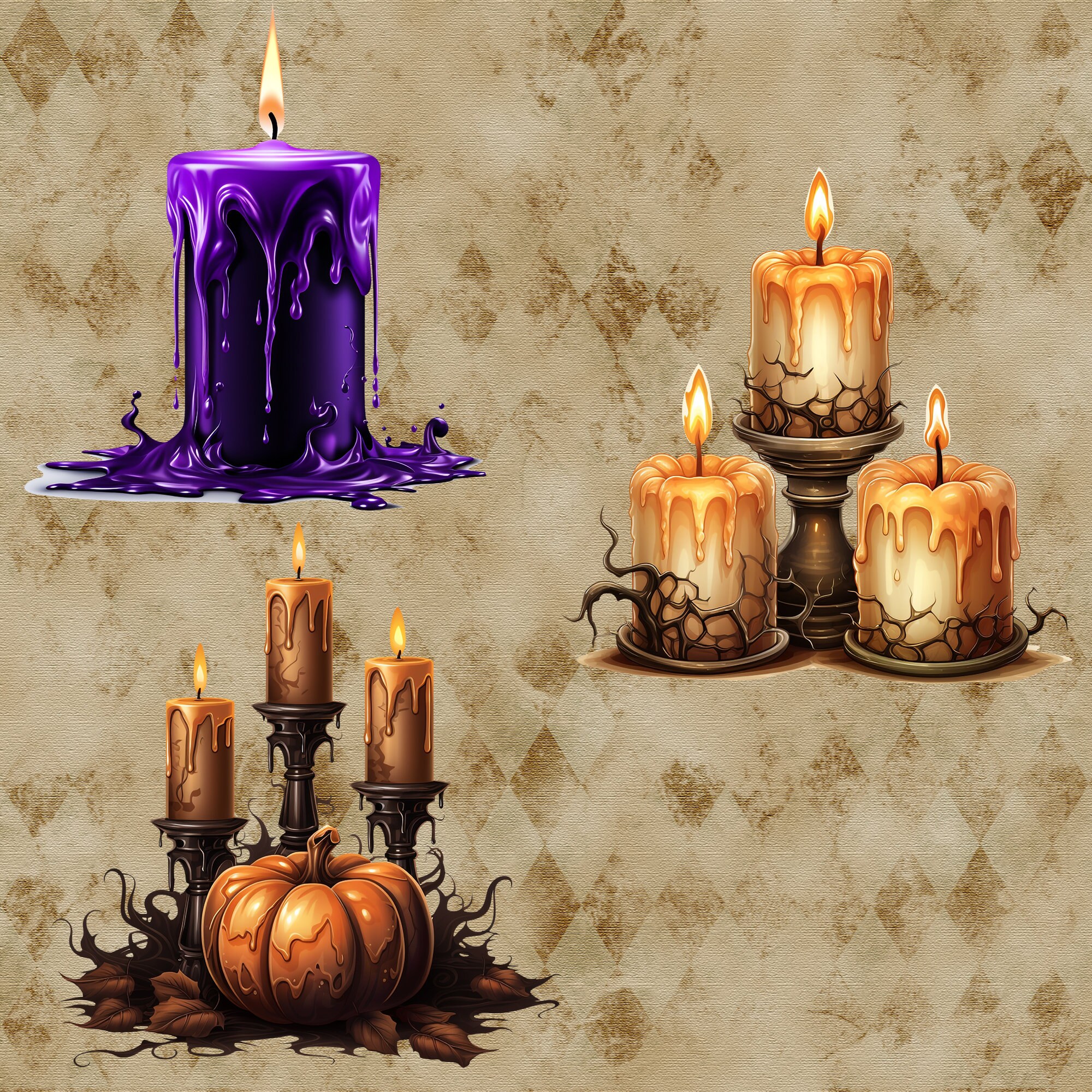 Spooky Candles Clipart, Halloween Elements for Witch Junk Journal ...