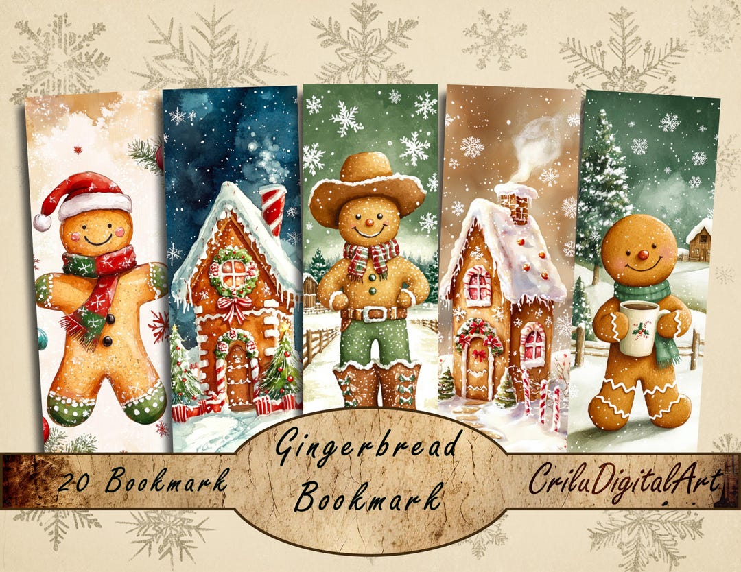 Gingerbread House Bookmark Png, Printable Christmas Bookmarks Set ...