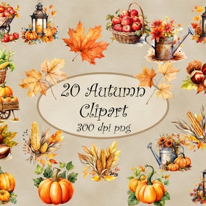 Watercolor Fall Decor Clipart, Watercolor Autumn, Autumn Leaves, Cob ...