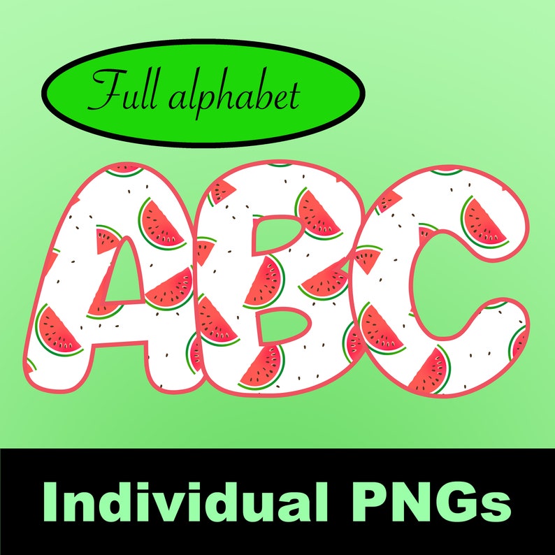 Fruit Fonts Clipart Png Fruit Alphabet Png Watermelon Alphabet